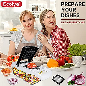 Vegetable Chopper 25 in 1 Multifunctional Onion Chopper Dicer, Spiralizer for Veggie, Mandoline Slicer, Salad Food Chopper with Container, Potato Slicer, Tomato Dicer, Crinkle Cutter, 13 Blades