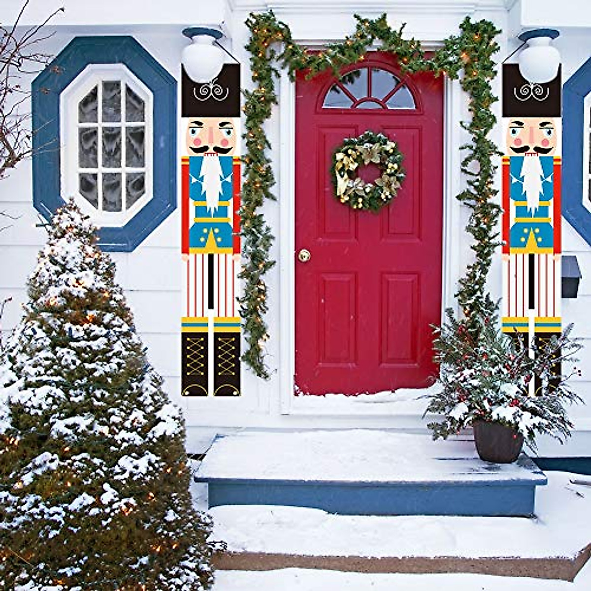 LioNergy Nutcracker Christmas Porch Sign, Xmas Decor Banners, Patriotic Christmas Decorative Nutcracker Banner for Holiday Home Indoor Outdoor Porch Wall Christmas Party Decoration