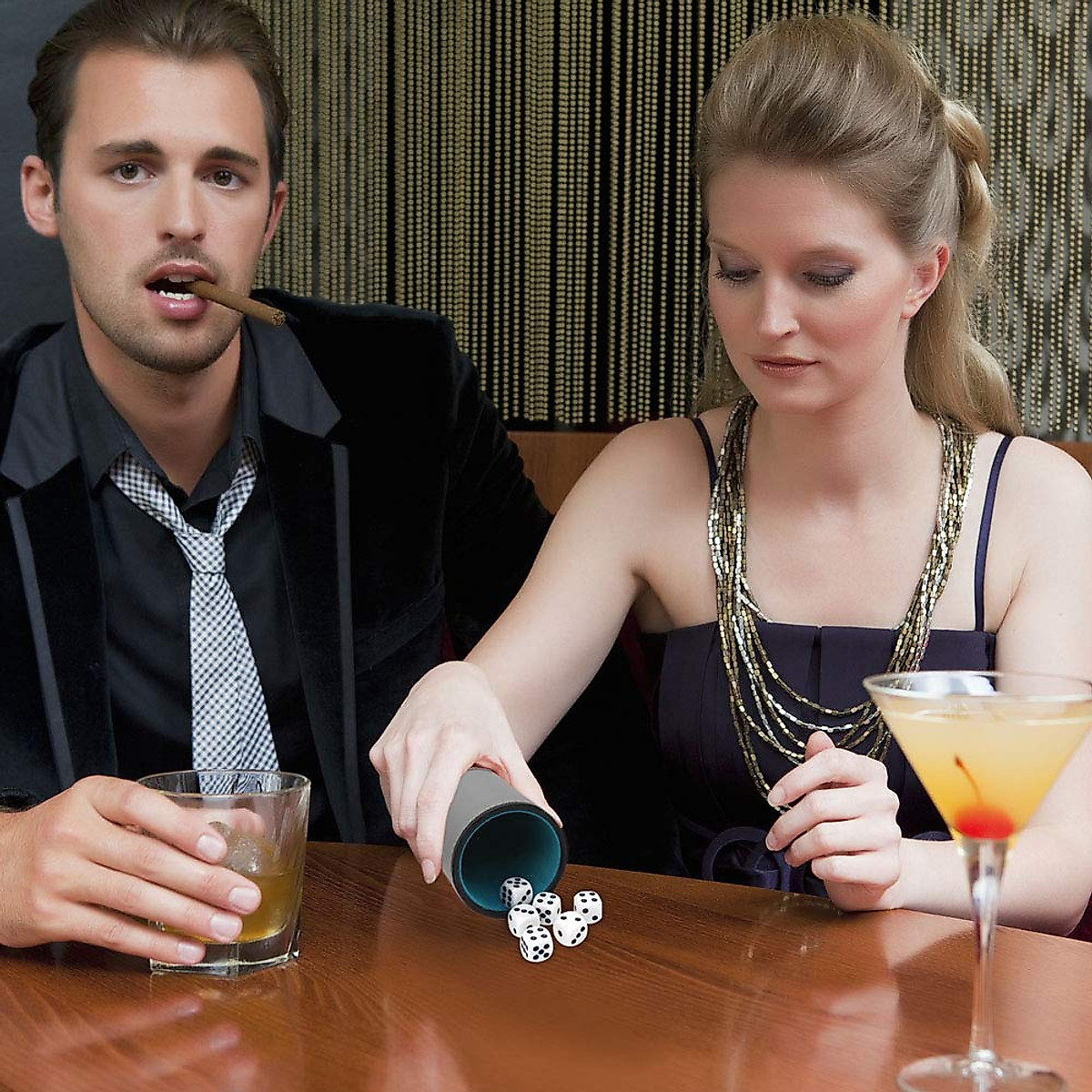 Vuwuma Felt Lined Professional Dice Cup - with 6 Dice Quiet for Yahtzee Game1