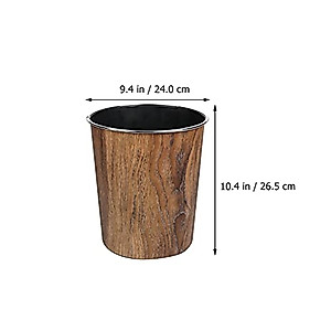 NUOBESTY Trash Can Plastic Garbage Can Retro Wood Pattern Round Wastebasket Trash Bin Waste Container for Home Kitchen Bathroom Office Random Color