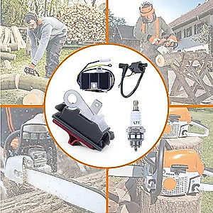 Mtanlo Ignition Coil Module Kit for Husqvarna 266XP 266SE 51 55 61 66 162 266 Jonsered 630 670 Chainsaw 501546201 501517201 501516201 501617201