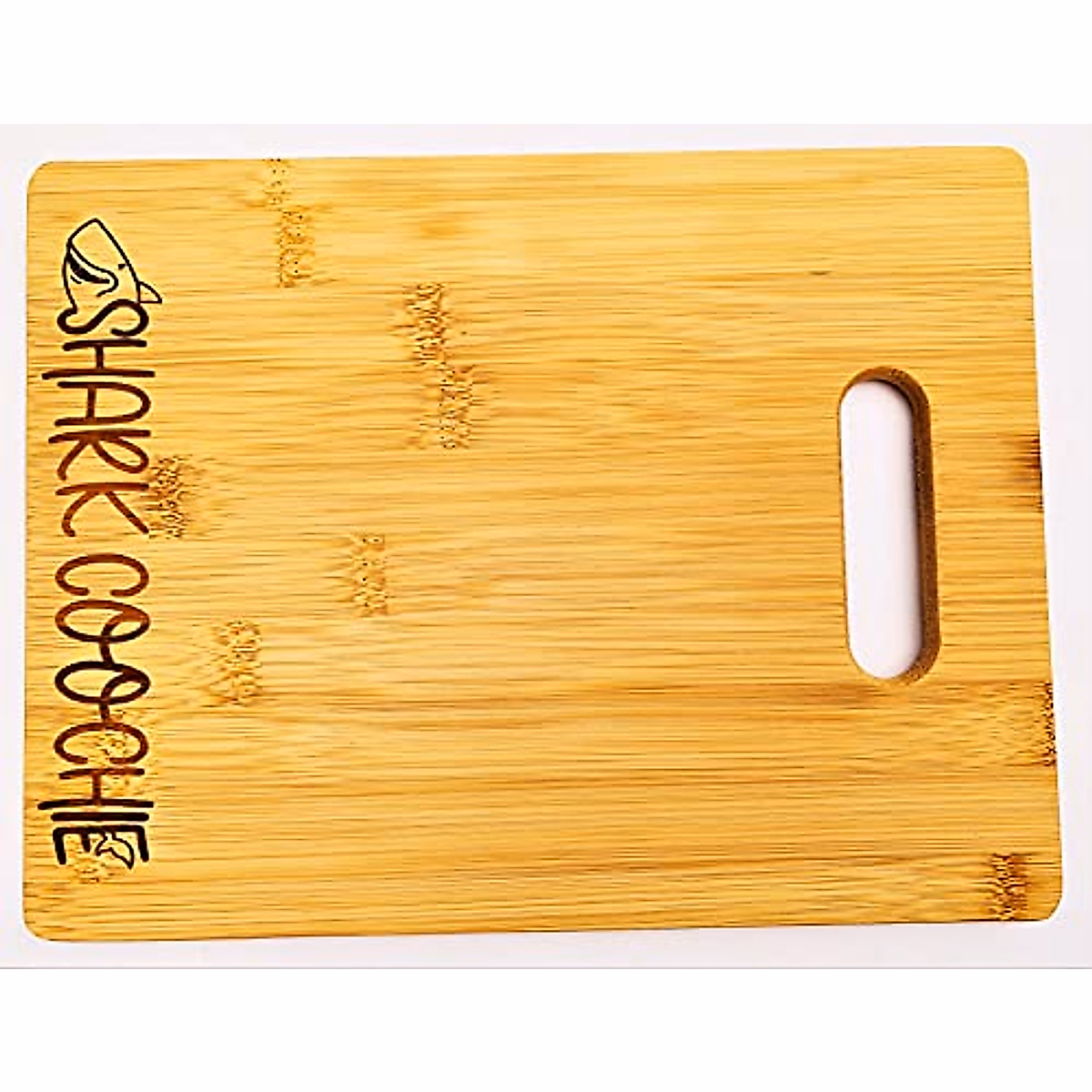 Shark Coochie 9.5"x13" (charcuterie board) Engraved Bamboo Wood Cheese Cutting Board with Handle Butter Board