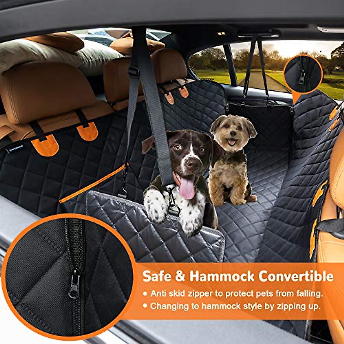 URPOWER Dog Seat Cover Car Seat Cover for Pets 100%Waterproof Pet Seat Cover Hammock 600D Heavy Duty Scratch Proof Nonslip Durable Soft Pet Back Seat Covers for Cars Trucks and SUVs
