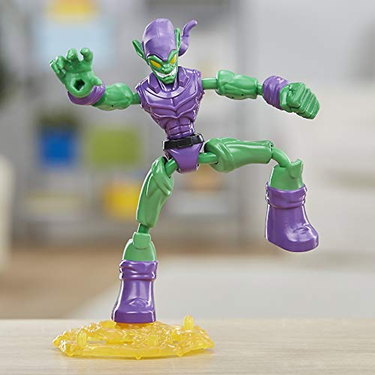 Spider-Man Marvel Bend and Flex Green Goblin Action Figure Toy, 6-Inch Flexible Figure, Includes Blast Accessories, for Kids Ages 4 and Up