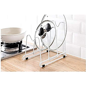 DRNKS Iron Rack Dish Rack Kitchen Pot lid Rack Storage Box Shelf Storage Pot lid Multi-Function Pot Holder Spoon Rack Foldable Suitable for Kitchen