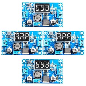 LM2596 Buck Converter 4-40V to 1.25-37V DC to DC Converter Adjustable Voltage Regulator with LED Voltmeter Display, Pack of 4Pcs