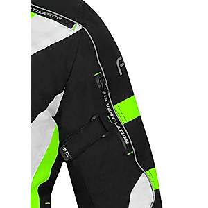 FTX Men's Armored Motorcycle Jacket, Racing Style Riding Gear, Dual Sports Protective Riding Motorcycle Jacket Mens (Large, Black/Green)