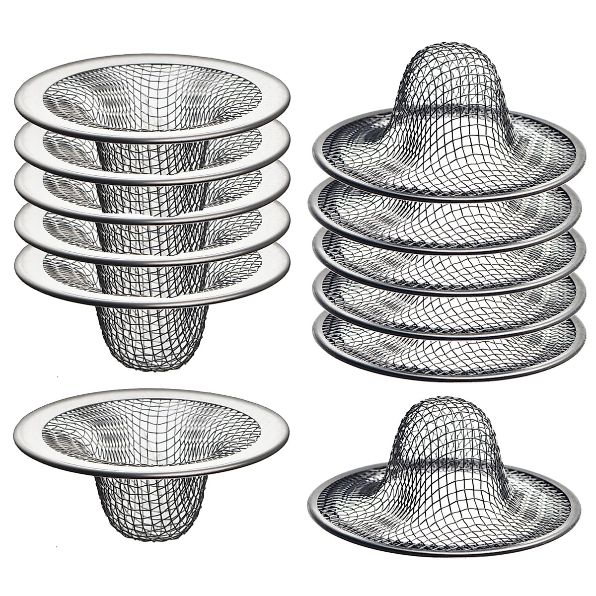 12 Pack - 2.125" Top / 1" Basket- Mesh Sink Drain Strainer Hair Catcher for Bathroom Sink, Utility, Slop, Laundry, RV and Lavatory
