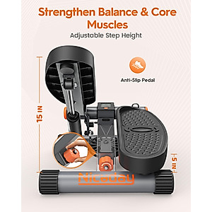 Niceday Steppers for Exercise, Stair Stepper with Resistance Bands, Mini Stepper with 300LBS Loading Capacity, Hydraulic Fitness Stepper with LCD Monitor