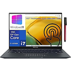 ASUS 2023 Zenbook 14X 14.5 2.8K Touchscreen 120Hz OLED Laptop Computer, 13th Gen Intel 14-Core i7-13700H, 16GB LPDDR5 RAM, 1TB PCIe SSD, WiFi 6E, Bluetooth 5.3, Backlit Keyboard, Windows 11, BROAG