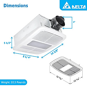 breez Delta Electronics RAD80LED BreezRadiance 80 CFM Bathroom Exhaust Fan LED Dimmable Light with Heater