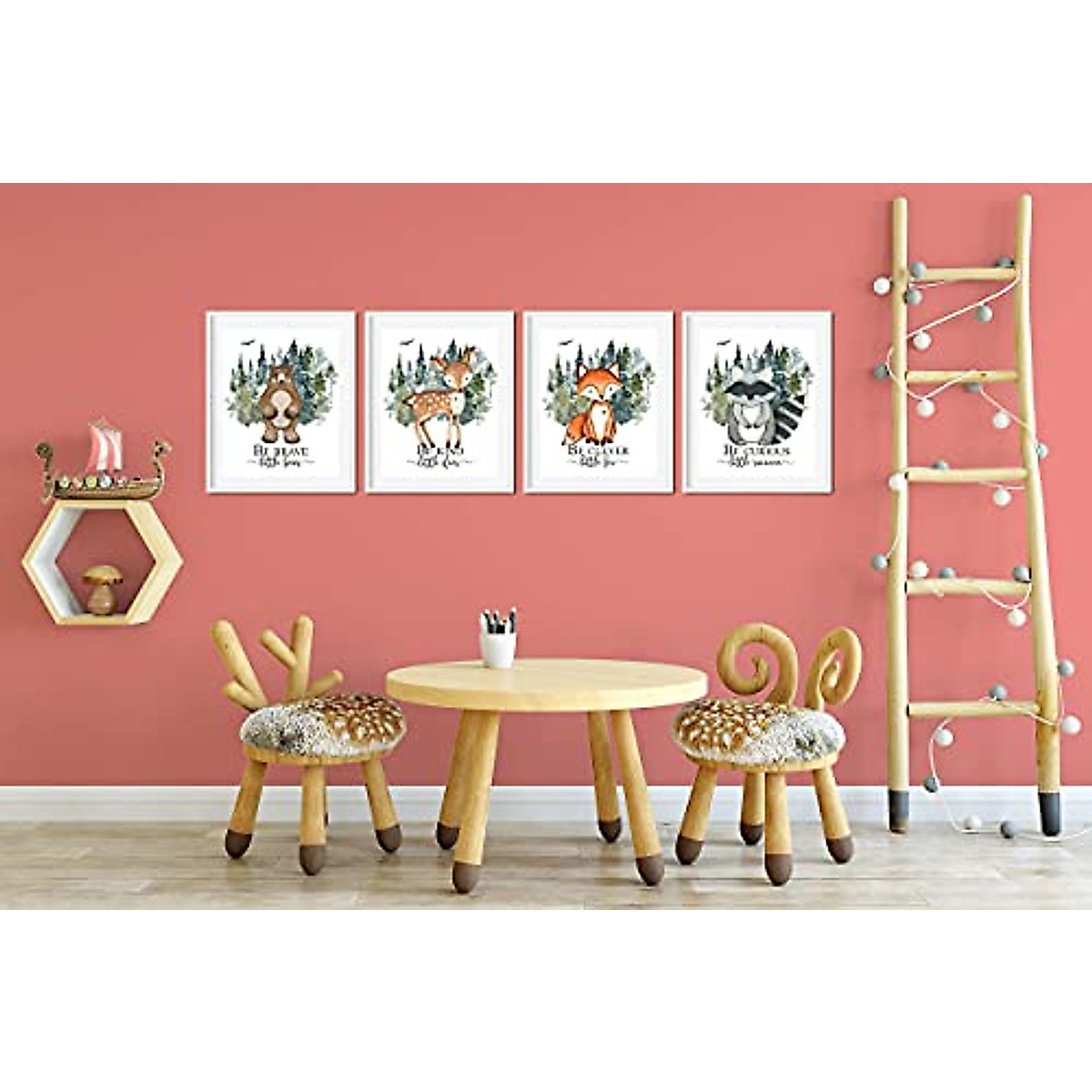 Boy Nursery Wall Decor - Baby Boy Room Decor - Woodland Nursery Decor for Boys - Boys Room Decorations for Bedroom - SET OF 4 Prints - 8x10 Each - UNFRAMED