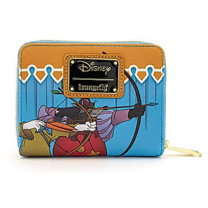Loungefly x Disney Robin Hood Archery Tournament Zip-Around Wallet (Blue/Tan Multi, One Size)