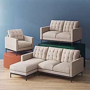 ZINUS Thompson Armchair / Tufted cushions / Green Tea Infused Foam Cushions / Tool-Free, Easy Assembly, Beige