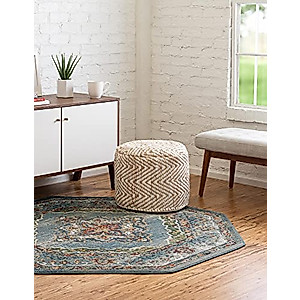 Unique Loom Isabella Collection Area Rug - Rossellini (5' 1" Octagon, Blue/ Beige)