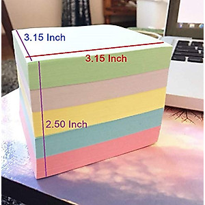 Blank Notes Paper 3.15×3.15 Inches 700 sheets/pack (5 colors/pack) Not Sticky Notes bright colorful memo easy write WIDE TO USE at home and office