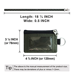 CHENSPRX Minimalist RFID Blocking Small Wallet with ID Window,WaterResistant Zip Id Case Wallet with Lanyard Keychain for Cards,Cash,Travel,Women,Men (Army Green)