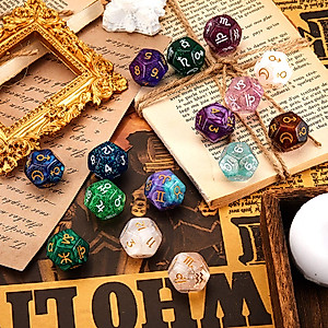 5 Sets Astrological Dice Constellation Dice 12-Sided Astrology Dice Astrology Tarot Constellation Divination Dice for Constellation Divination Tarot Cards Accessory Acrylic Pearl Astrological Dice