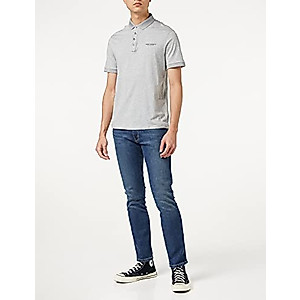 A|X ARMANI EXCHANGE mens Milano/Ny Logo Jersey Polo Shirt, Grey (Bros Bc06 Alloy Htr 3901), Large US