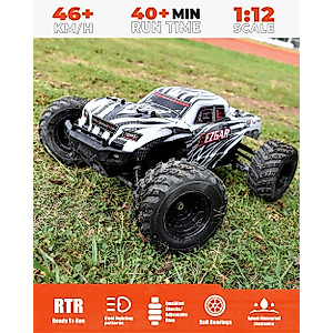 BEZGAR HM121 1:12 Scale RC Truck - 4x4 Offroad Waterproof High Speed 45+ KM/H Remote Control Truck for All Terrains, 2.4Ghz 4WD Fast RC Cars for Adults and Kids Boys with 2 Rechargebale Batteries