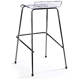 Displays2go Set of 4 - Modern Bar Stools with Clear Acrylic Seat, Backless, Stackable, Polished Chrome Legs