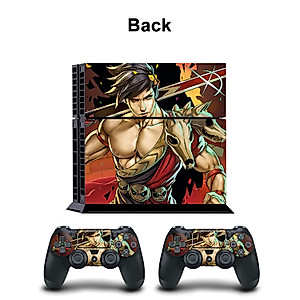 Vinyl Decal Skins for PS4 Console and Controllers- Protective Stickers Cover for PS4 Playstation 4 Console & Two Controllers Accessories -Red and Orange