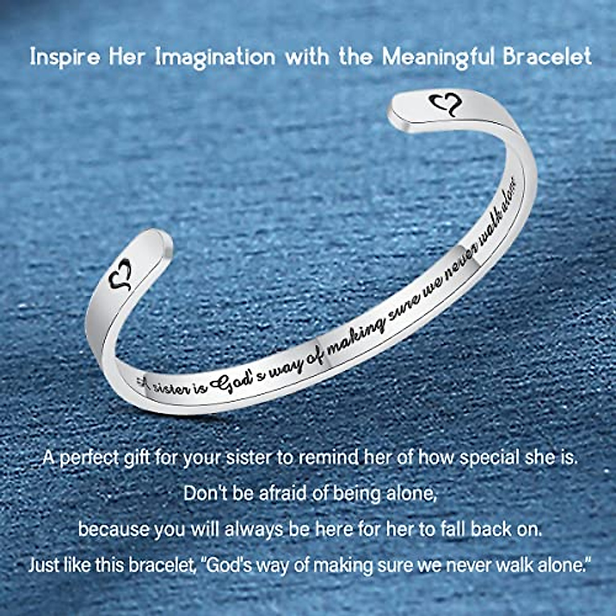 SAM & LORI Sisters Gifts from Sister Women Cuff Bracelet Birthday Friendship Best Friends Little Big Sister Bonus Soul Sister Jewelry A Sister is God's Way