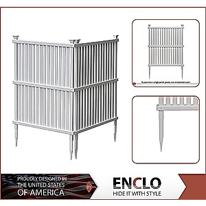 Enclo Privacy Screens ZP19008 Wilmington Vinyl No Dig Privacy Fence Screen Kit, 36in W x 48in H, White, 2 Panels