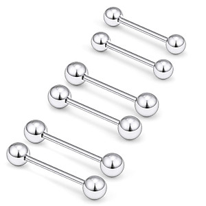 Yaalozei 16G Nipple Tongue Rings Piercing Jewelry for Women 16 Gauge Stainless Surgical Steel Straight Long Short Nipple Tongue Rings Barbell Bar Nipple Piercing Jewelry for Men 12mm 14mm 16mm Silver