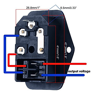 URBEST Male Power Socket 10A 250V Inlet Module Plug 5A Fuse Switch with 7Pcs Female 16-14 AWG Wiring Spade Crimp Terminals