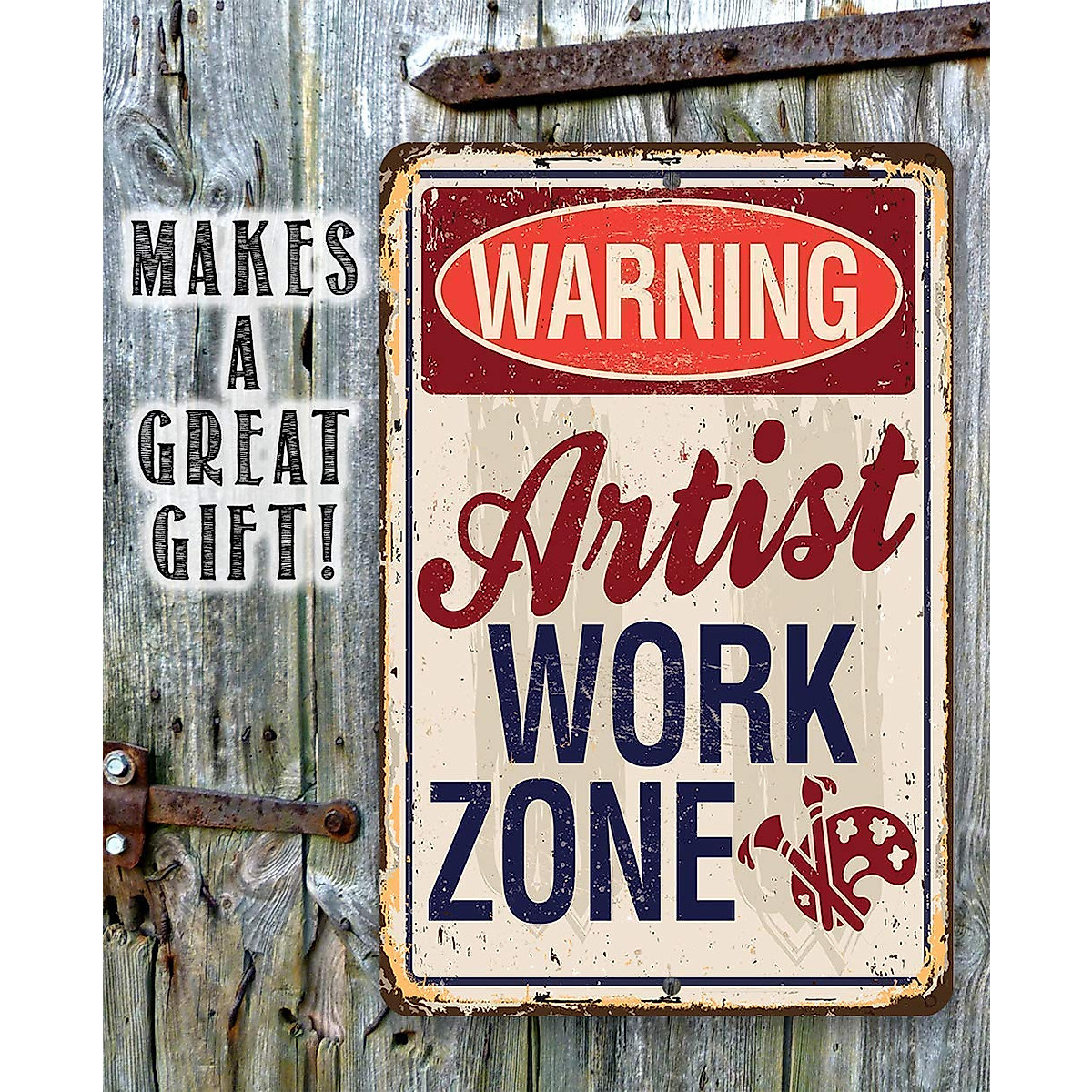 Metal Sign - Artist Work Zone - Durable Metal Sign - Use Indoor/Outdoor - Makes Great Art Studio Decor and Gift to Artists Under $20 (8" x 12")