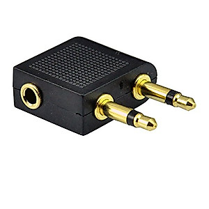 zdyCGTime 2Pack Golden Plated Airline Airplane Flight Headphone Adapters,3.5mm to 2 x 3.5mm Airplane Airline Travel Headphone Earphone Adapter.