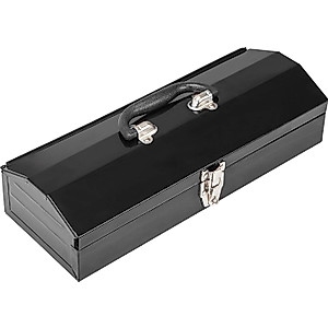 Torin ATB102B 16" Hip Roof Style Portable Steel Tool Box with Metal Latch Closure, Black