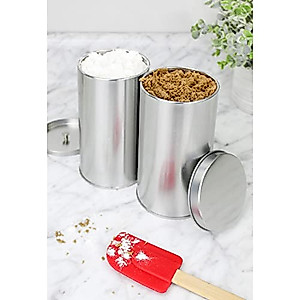 Solstice Double Seal Tea Canisters (4-Pack, Large); Round Metal Containers with Interior Seal Lid