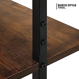 MoNiBloom 5-Tier Bookshelf Wall Mounted, 72 Inches Ladder Shelf with Metal Frame for Living Room Decor and Storage, Rustic Brown