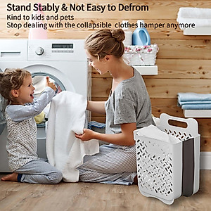Pansyling Plastic Foldable Laundry Basket with Handle, 42L Wall Mounted Laundry Hamper Freestanding Dirty Clothes Hamper, Collapsible Laundry Baskets Pop Up Hamper Storage Container for Snacks Dolls