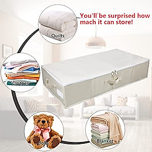 BLKDOTS Underbed Storage Organizer Bins, AWC-BBCDH (Beige-2pcs)