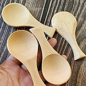 HYMAOME 4pcs Wooden Tea Spoons Little Salt Scoop Small Natural Wood Spice Jars Spoon for Scooping Jam/Ice Cream/Honey/Coffee/Sugar/Butter
