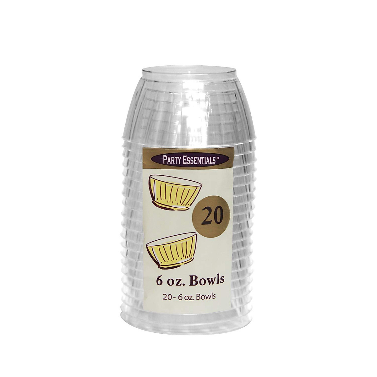 Party Essentials Deluxe/Elegance Quality Plastic 6-Ounce Fruit/Nut/Dessert Bowls, Clear, 20 Count