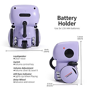 GILOBABY Kids Robot Toys, Interactive Toys Companion Smart Talking Robotic with Voice Control Touch Sensor, Singing, Dancing, Recording, Repeat, Birthday Gifts for Girls Ages 3+ Years (Purple)