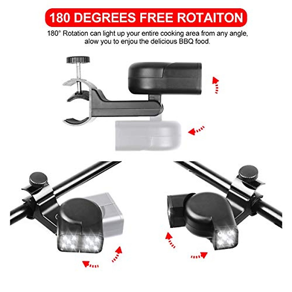 Barbecue Grill Light,Touch Switch With 10 super bright LED lights, which can be rotated at multiple angles,Waterproof & Heat Resistant for Gas/Charcoal/Electric Grill Working/Reading/Camping/BBQ Pit