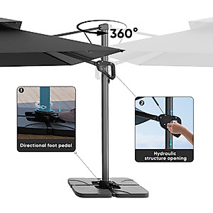 Nalupatio Patio umbrella 10FT Outdoor Square Umbrella Large Cantilever Umbrella 360°Rotation Hanging Double Top Offset for Garden Deck Pool Patio (Grey)