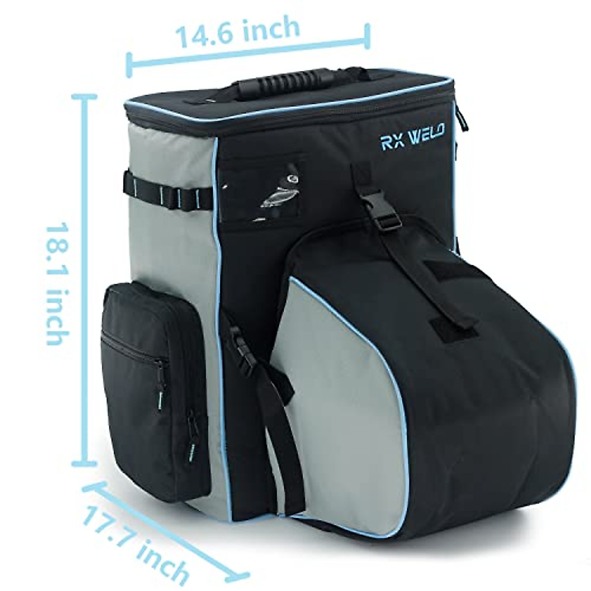 RX WELD Black Welding Backpack, Welding Tools Backpack Extreme Gear Pack with Helmet Catch