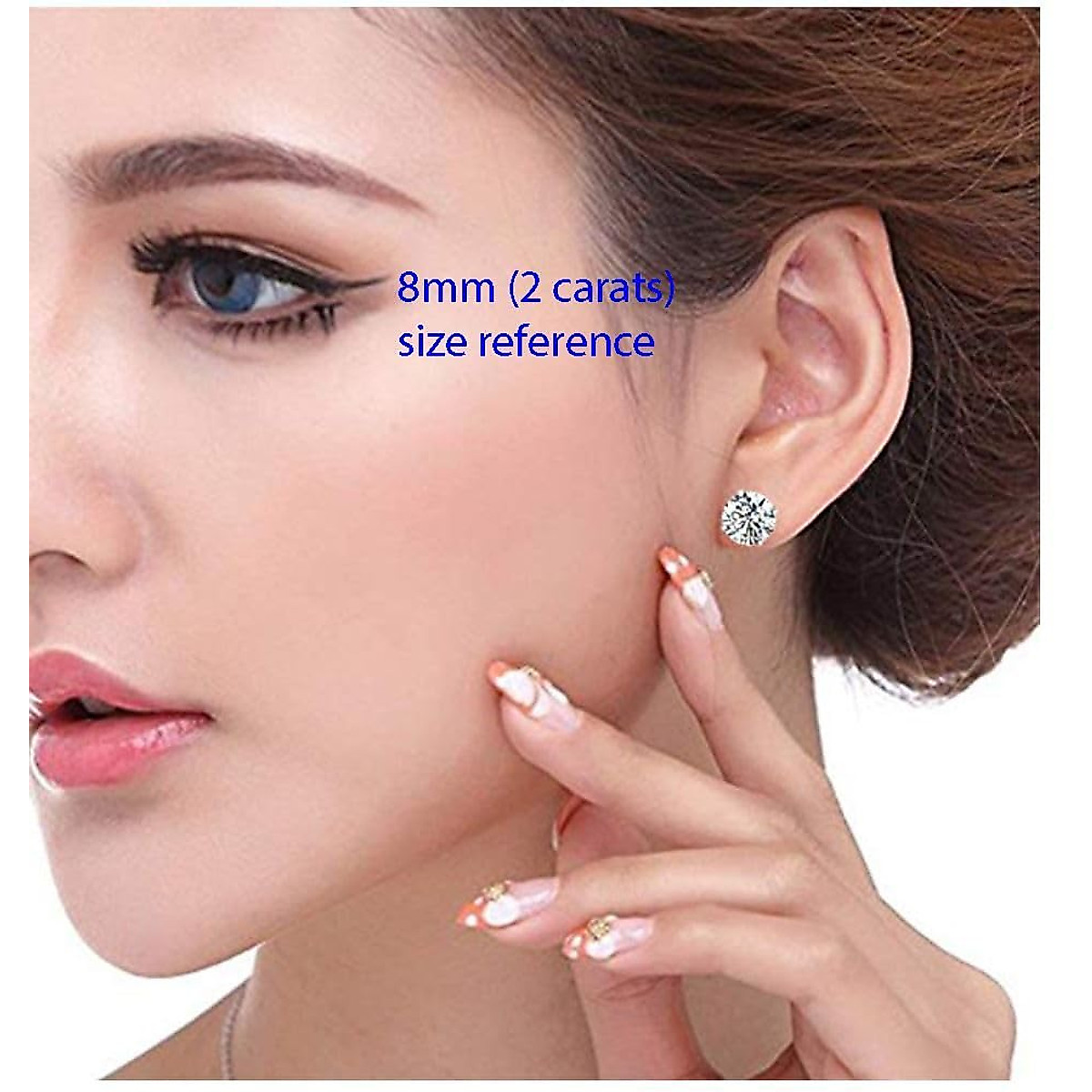 1 Pair Adabele Real 925 Sterling Silver Hypoallergenic May Birthstone Round Cut Stud Earrings 8mm CZ Green Emerald Stone Solitaire Studs Anniversary Birthday Gift SSE64