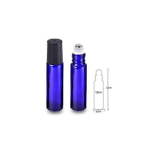 HINNASWA Essential Oil Roller Bottles, Empty Refillable Roll on Glass Bottles, Leak proof Glass Bottle, Stainless Steel Balls for Essential Oil (Amber, Blue)