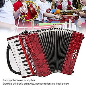 IRIN 22‑Key 8 Bass Accordion Piano Accordion Professional Educational Musical Instrument with Retractable Strap for Beginners Students 12.4 x 11.6 x 5.7in