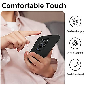 Jancyu Compatible with Huawei P60 Pro Case Soft, Silicone Phone Case for Huawei P60 Pro, 360°Full Protective, Shockproof and Fingerprint Resistant Accessorie (Black)