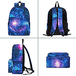 Galaxy Backpack Set Girls Boys Lightweight Bookbag with Insulated Lunch Bag for Travel Camping Outdoor Sport