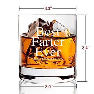 AGMdesign, Best Farter Ever Oops I Meant Father Whiskey Glasses, Unique Gag Gift, Fathers Day Gift Idea for Dad from Daughter, Son, Wife, Guys