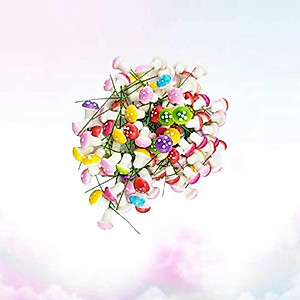 ULTNICE 60pcs Mini Foam Mushroom Miniature Figurines Cake Toppers for DIY Fairy Garden Micro Landscape Flower Pot Bonsai Dollhouse Ornament